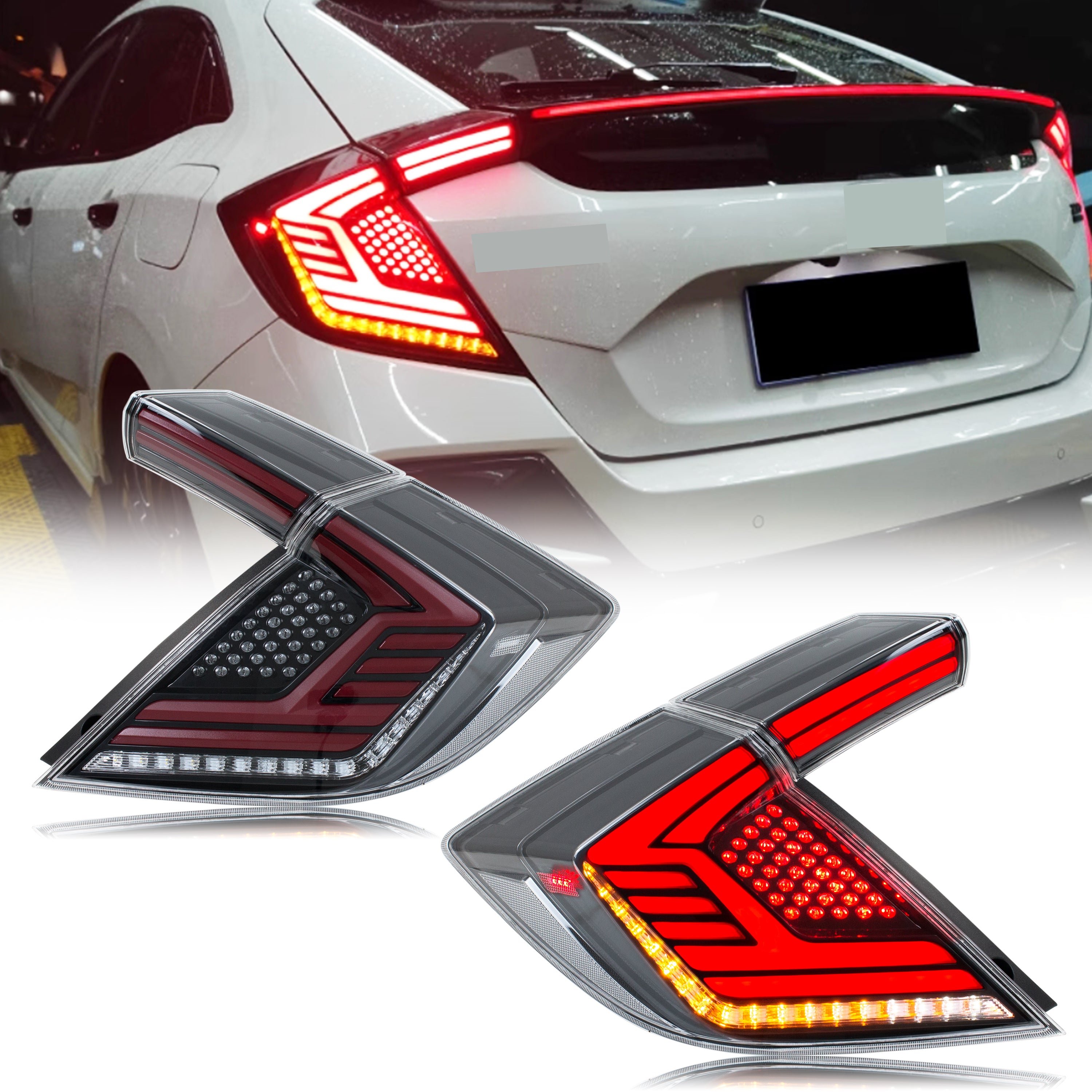 inginuity time LED Tail Lights for Honda Civic Hatchback 2016-2021 10t ...