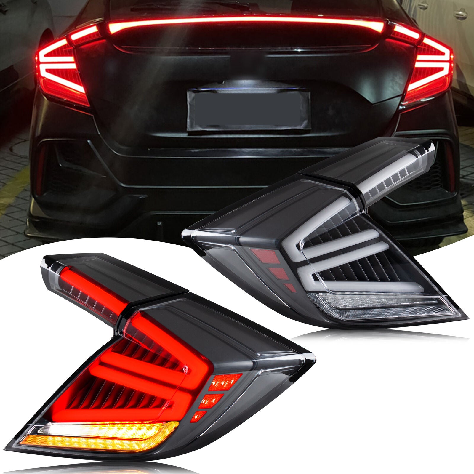 inginuity time LED Tail Lights for Honda Civic Hatchback Type-R 2016-2 ...