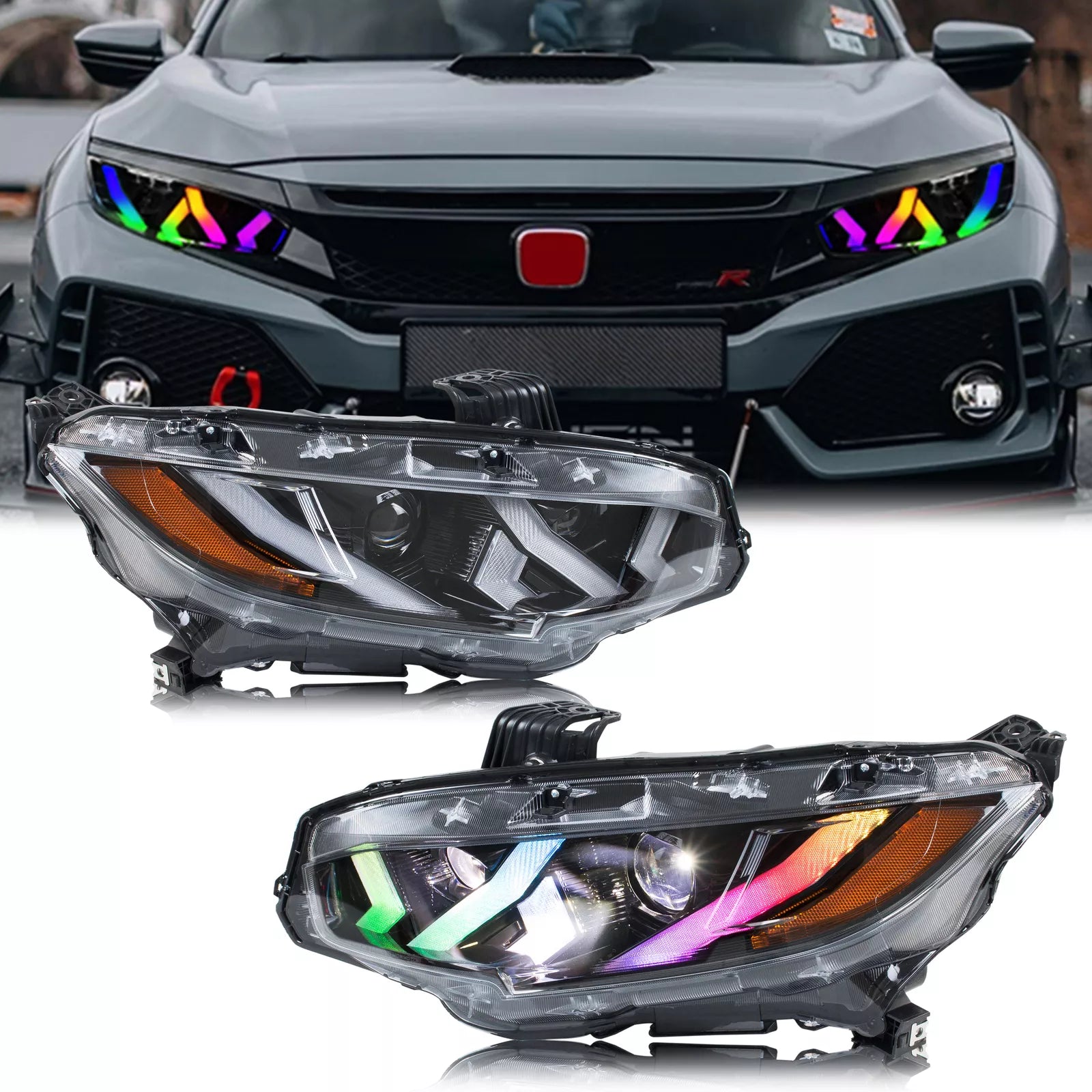 inginuity time LED RGB Headlights for Honda Civic 2016-2021 Sedan Hatc ...