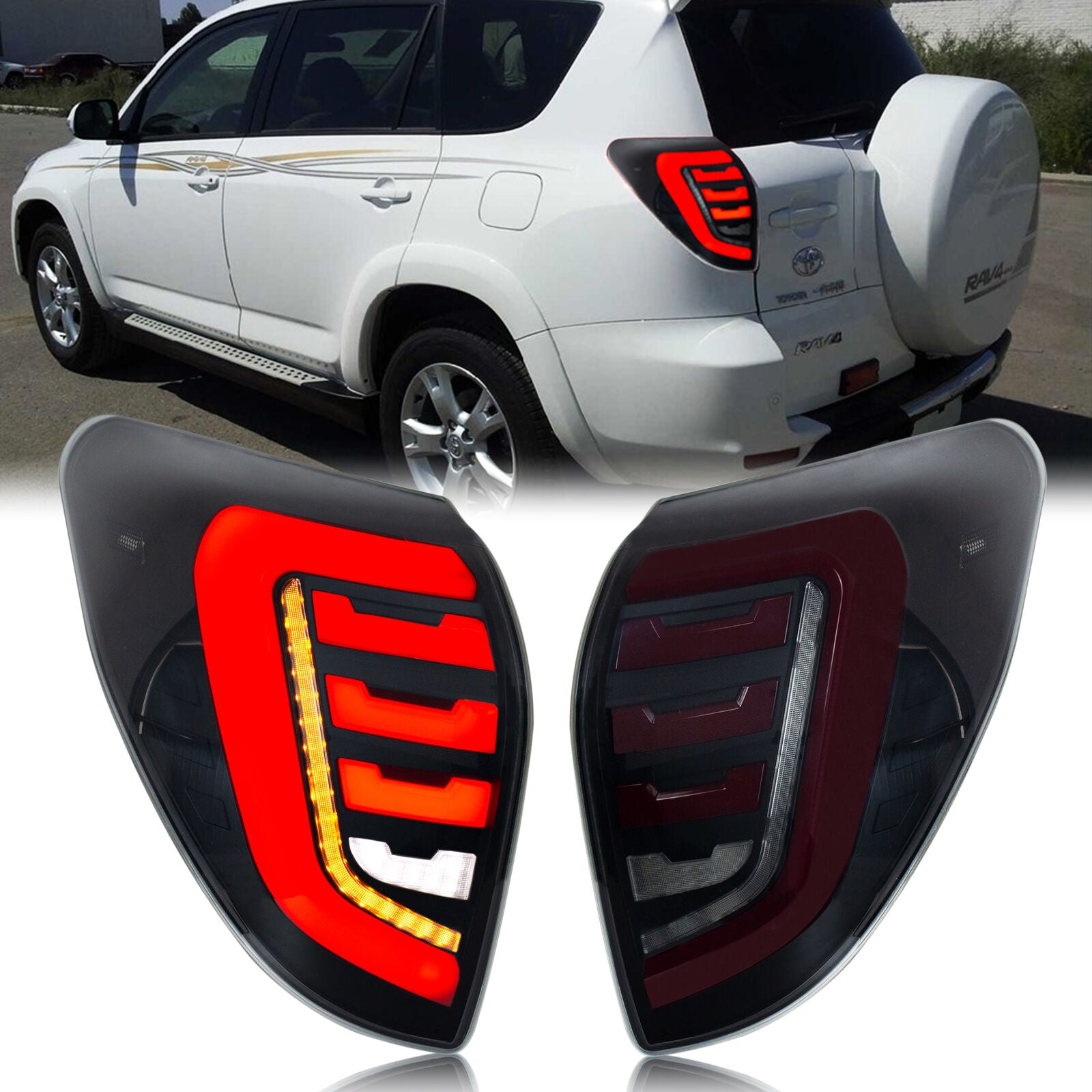 inginuity time LED Smoked Tail Lights for Toyota RAV4 2006-2012 3rd GE ...