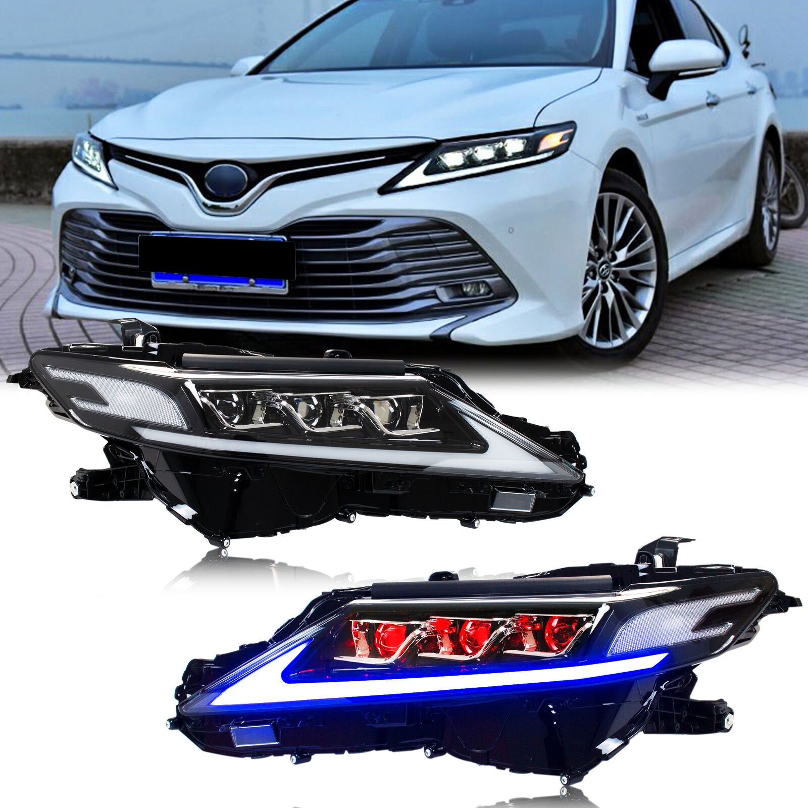 inginuity time LED Headlights for Toyota Camry 8Th Gen 2018-2023 Red D ...